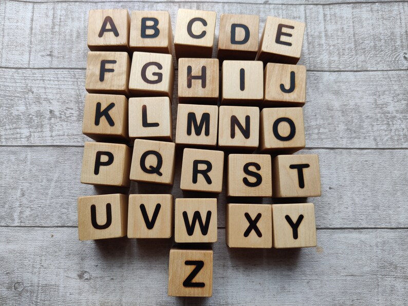 English Alphabet Wooden Blocks, Blocks With Letter, ABC Blocks Learning ...