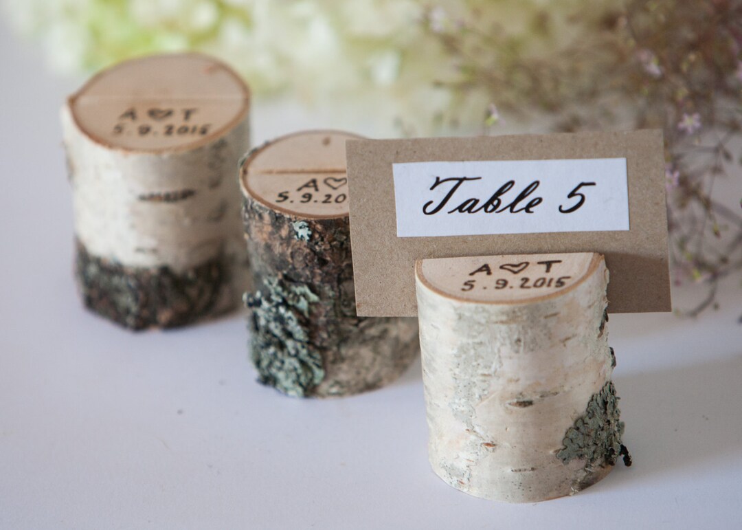 10 Personalized Rustic Wedding Table Number Holders Form Birch, Place ...