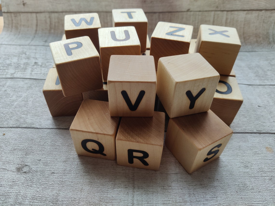 English Alphabet Wooden Blocks, Blocks With Letter, ABC Blocks Learning ...