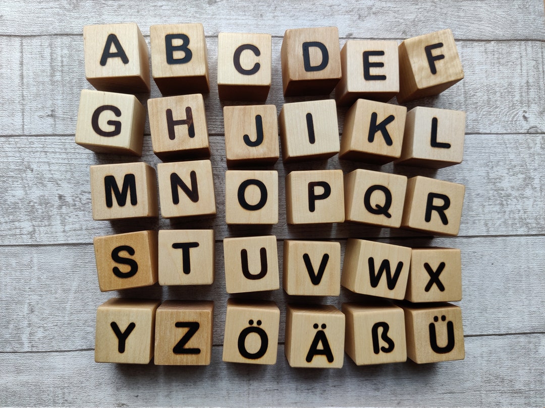 German Alphabet Wooden Blocks, Blocks With Letter, ABC Blocks Learning ...