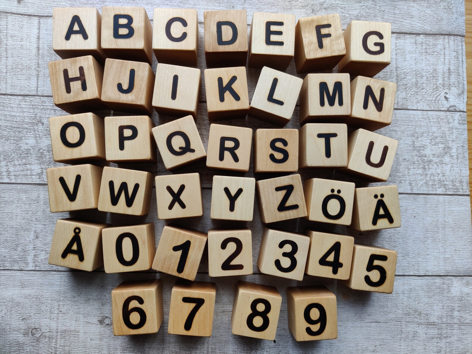 Swedish Alphabet Wooden Blocks, Blocks With Letter and Numbers, ABC ...