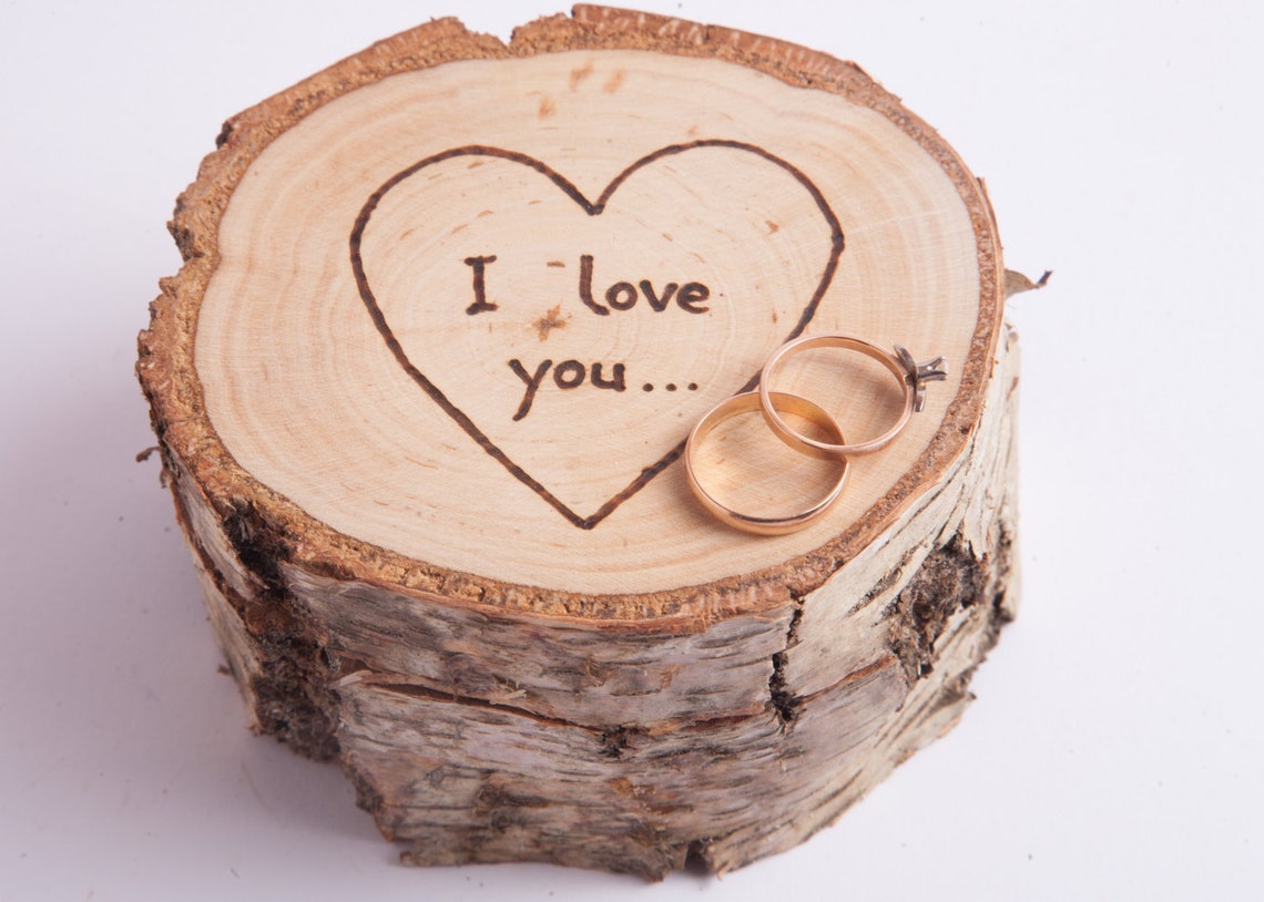 Ring Box Rustic, Birch Ring Holder, Ring Bearer Pillow, Rustic Wedding ...