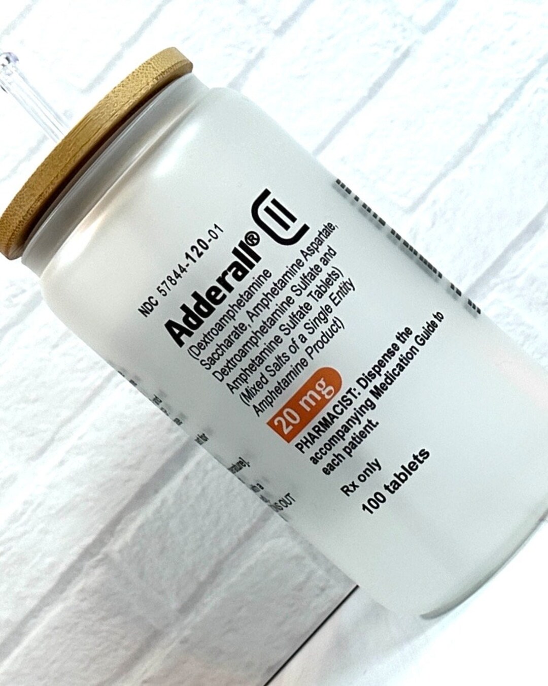 Adderall 20 Mg 16 Oz Glass Can Clear or Frosted.. - Etsy