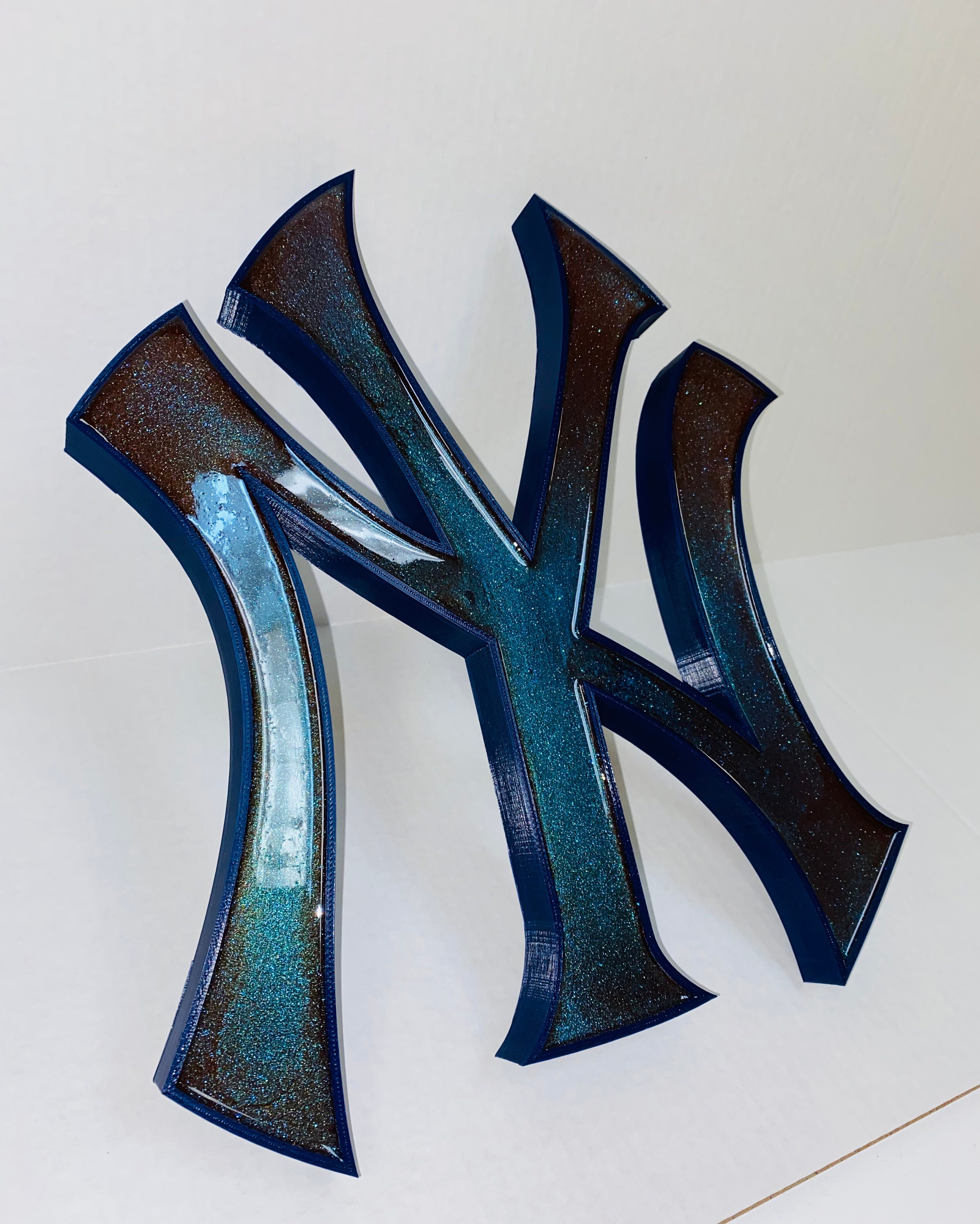 Yankees Logo Custom 3D Printed With Color Changing Resin Art Infill. - Etsy