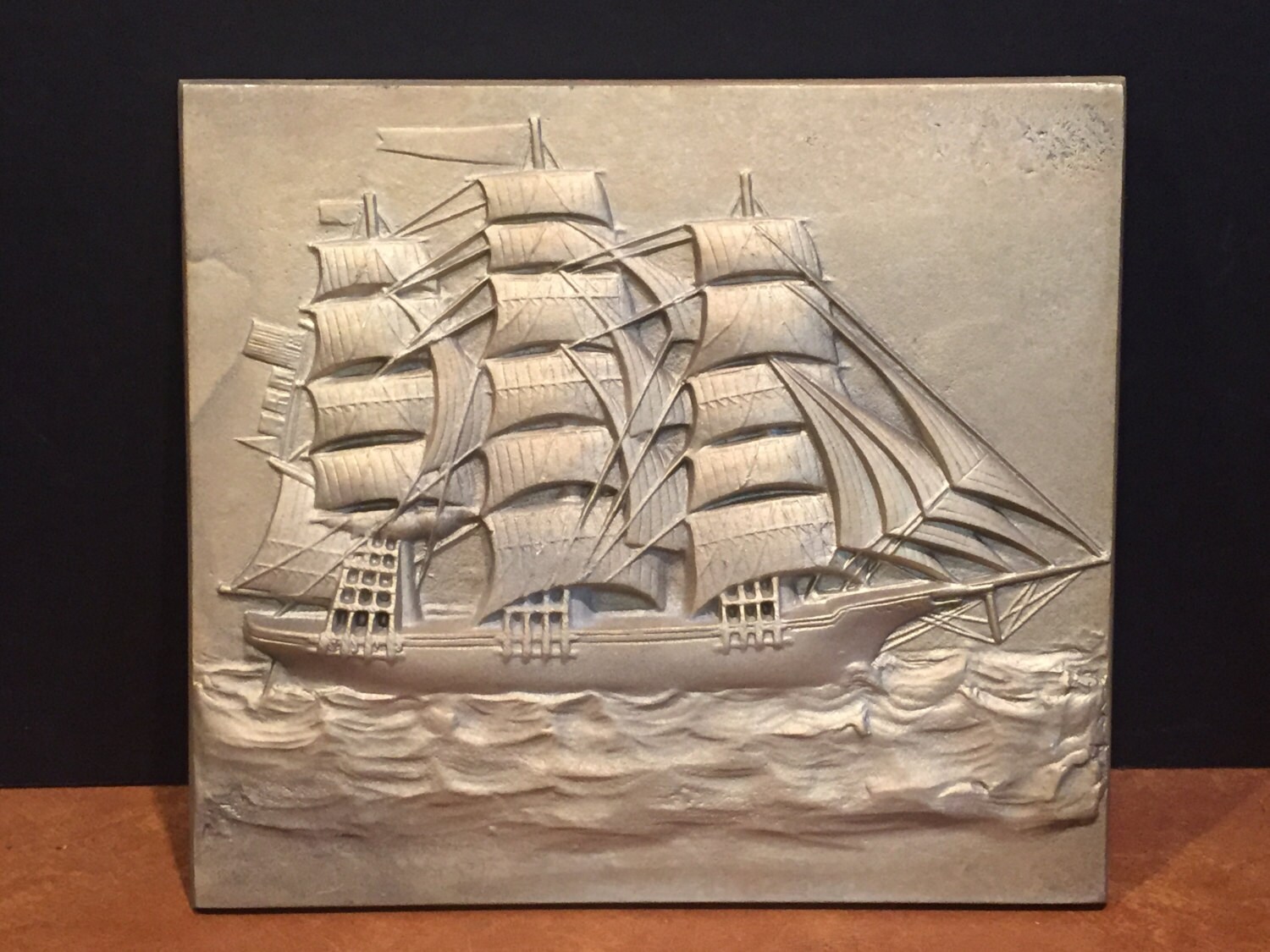 Vintage Metal Relief Nautical Sailing Ship Barque Schooner - Etsy