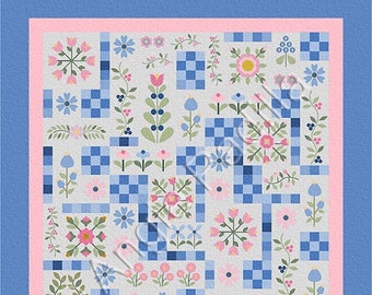 Garden Party Appliqué Quilt Pattern by Laura Heine Fiberworks - Etsy