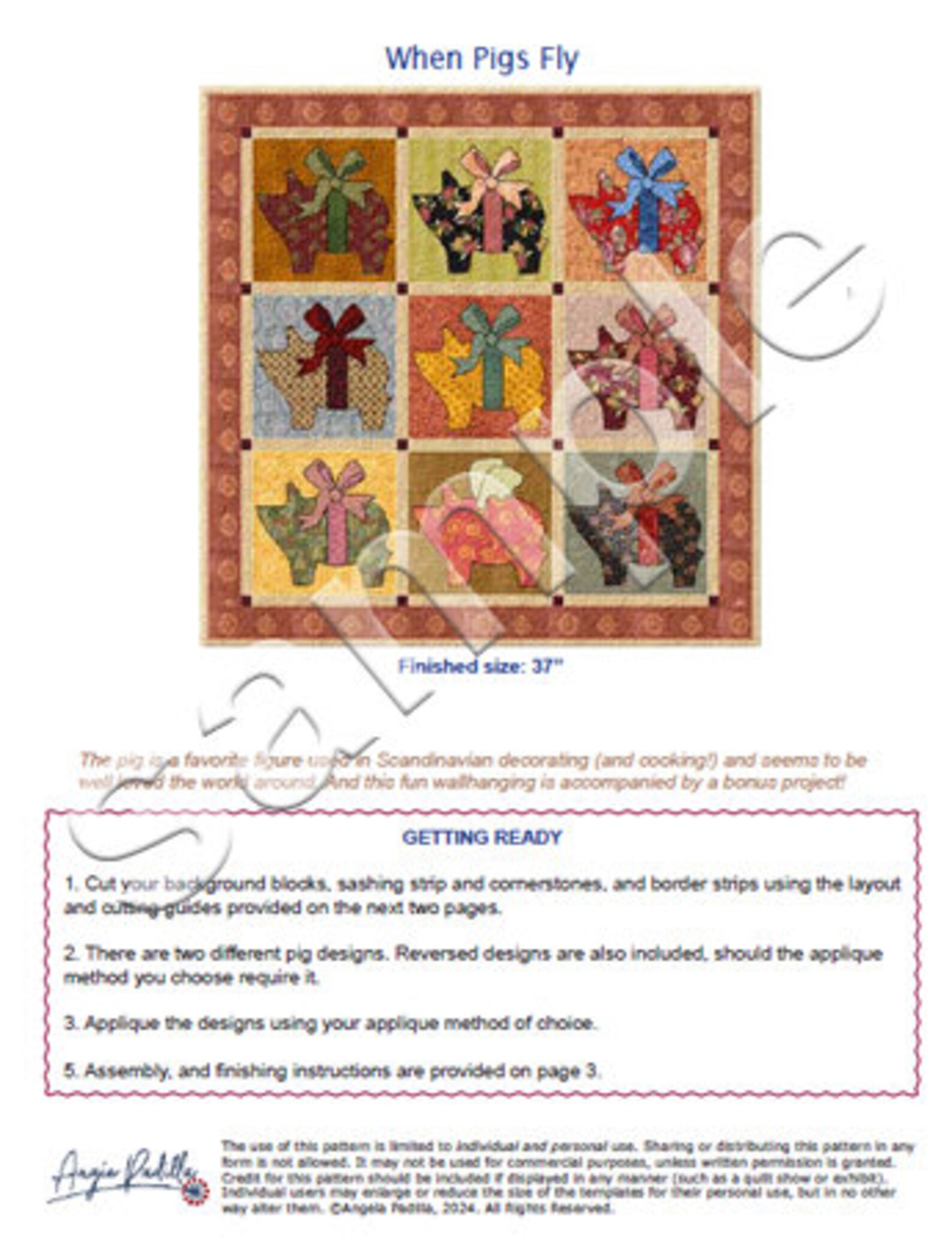 When Pigs Fly | Applique Quilt | Easy Beginner Project | Bonus Pig ...