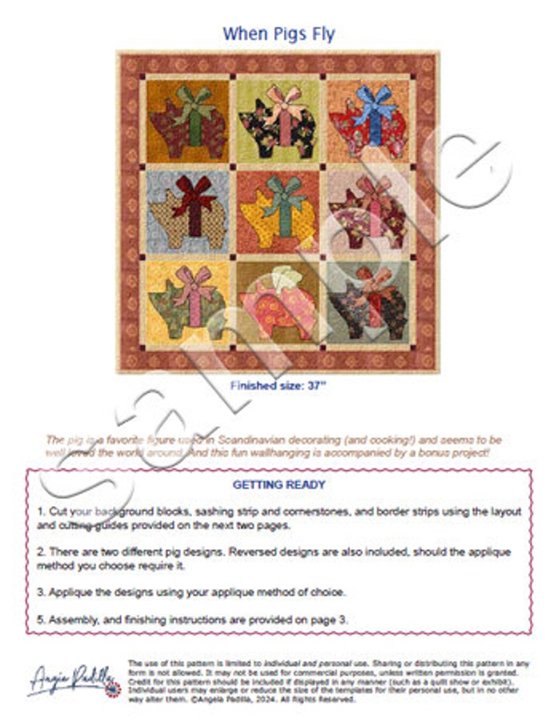 When Pigs Fly | Applique Quilt | Easy Beginner Project | Bonus Pig ...