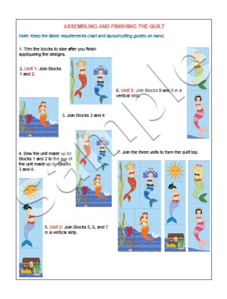 Mermaid Mischief Applique Quilt Pattern: Underwater Scene (digital PDF ...