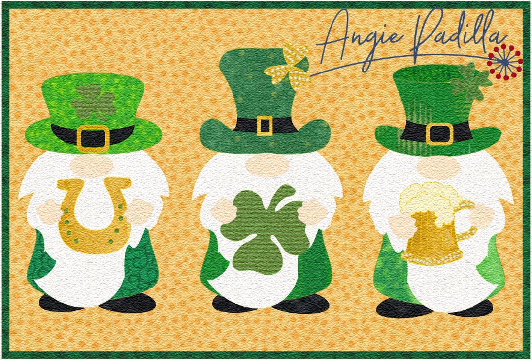 St. Patrick's Day Gnomes Mug Rug Pattern: Applique Project (digital PDF ...