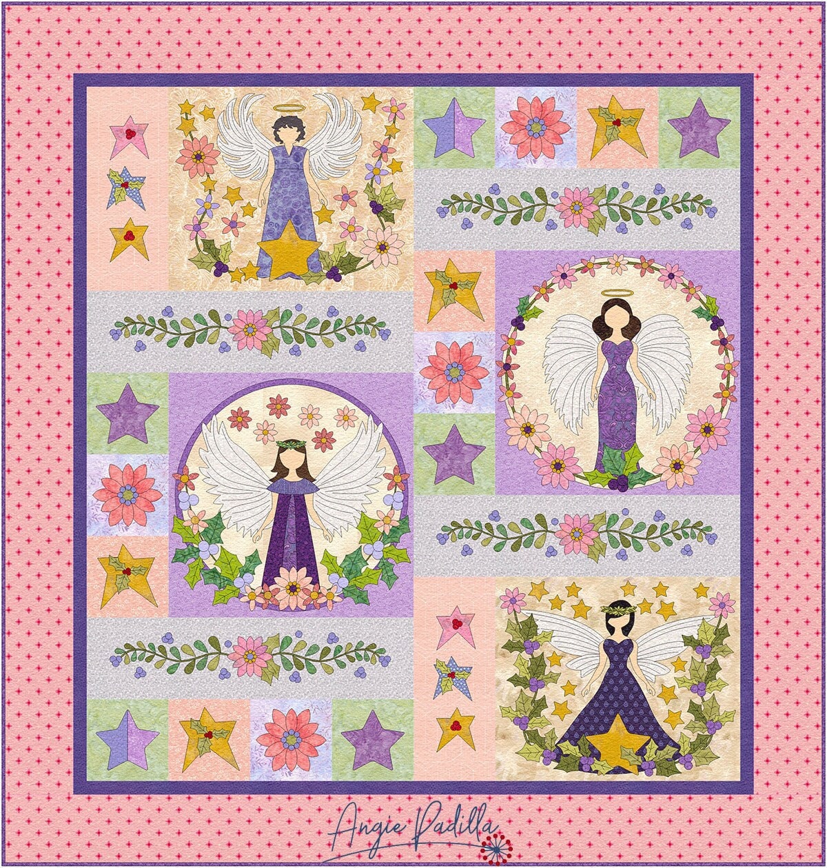 Angelic Whimsy Applique Lap Quilt Pattern: Christmas Angel Design ...