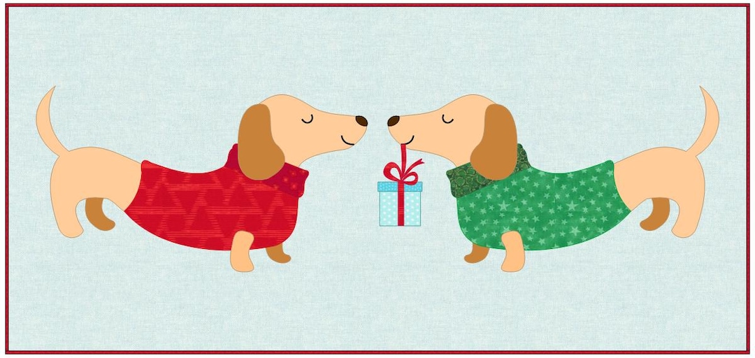 Christmas Dachshunds Applique Cushion Pattern: Whimsical Dogs (DIGITAL ...