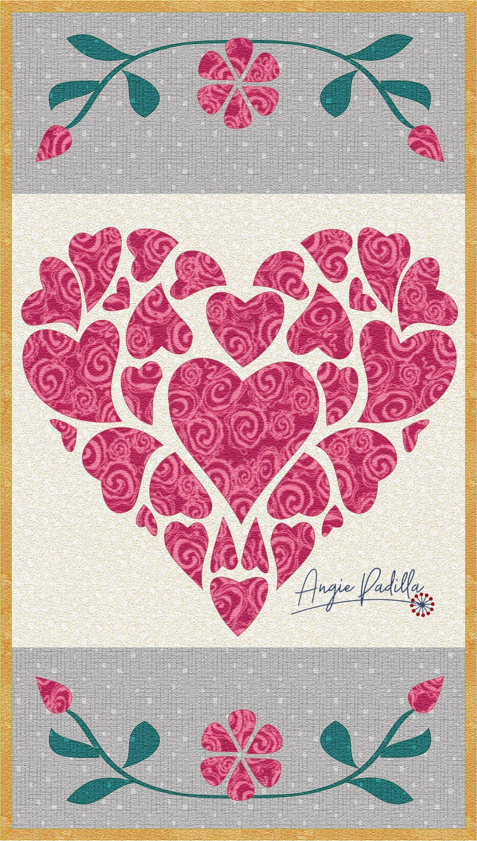 Folk Art Valentine Applique Quilt Pattern: Heart Wall Hanging (PDF ...