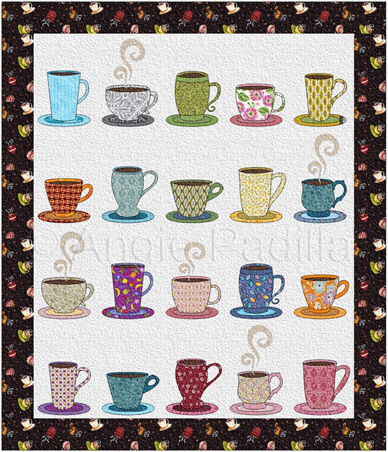 Think Coffee Quilt Pattern: Applique Mug Designs (PDF Pattern) - Etsy