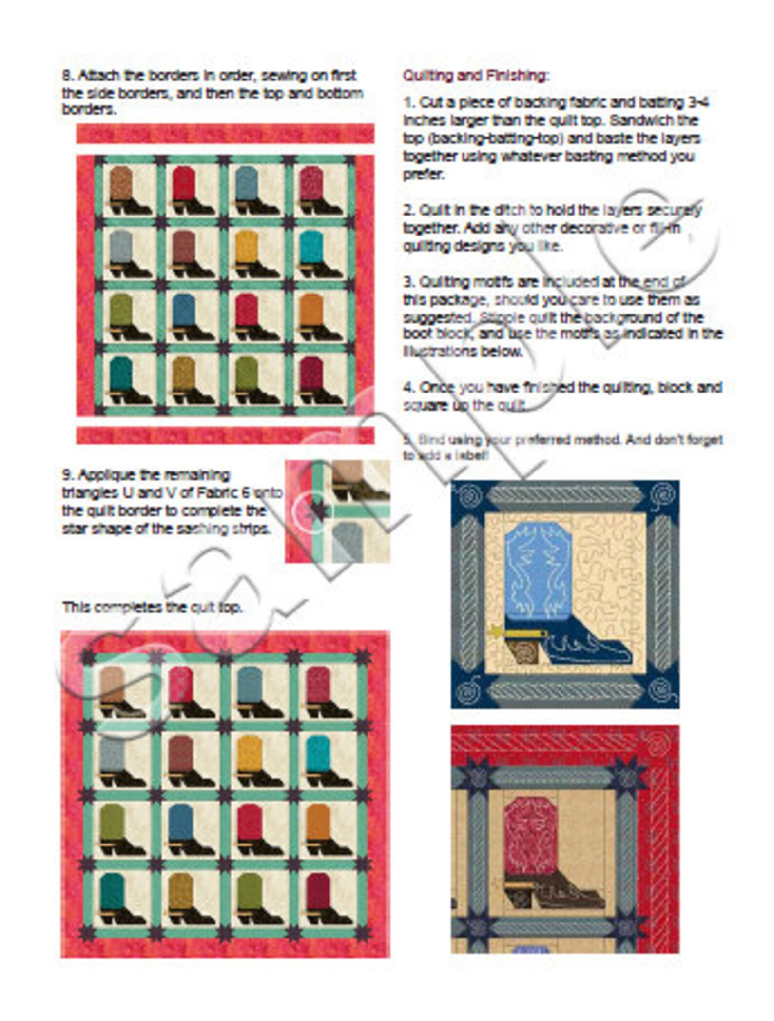 Steppin' up Cowboy Boot Quilt Pattern: Western Pieced Quilt (digital ...