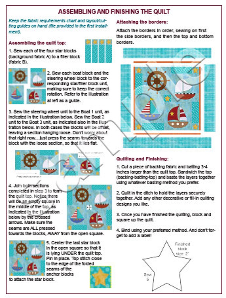 Sweet Sailing Applique Quilt Pattern: Nautical Nursery Decor (digital ...