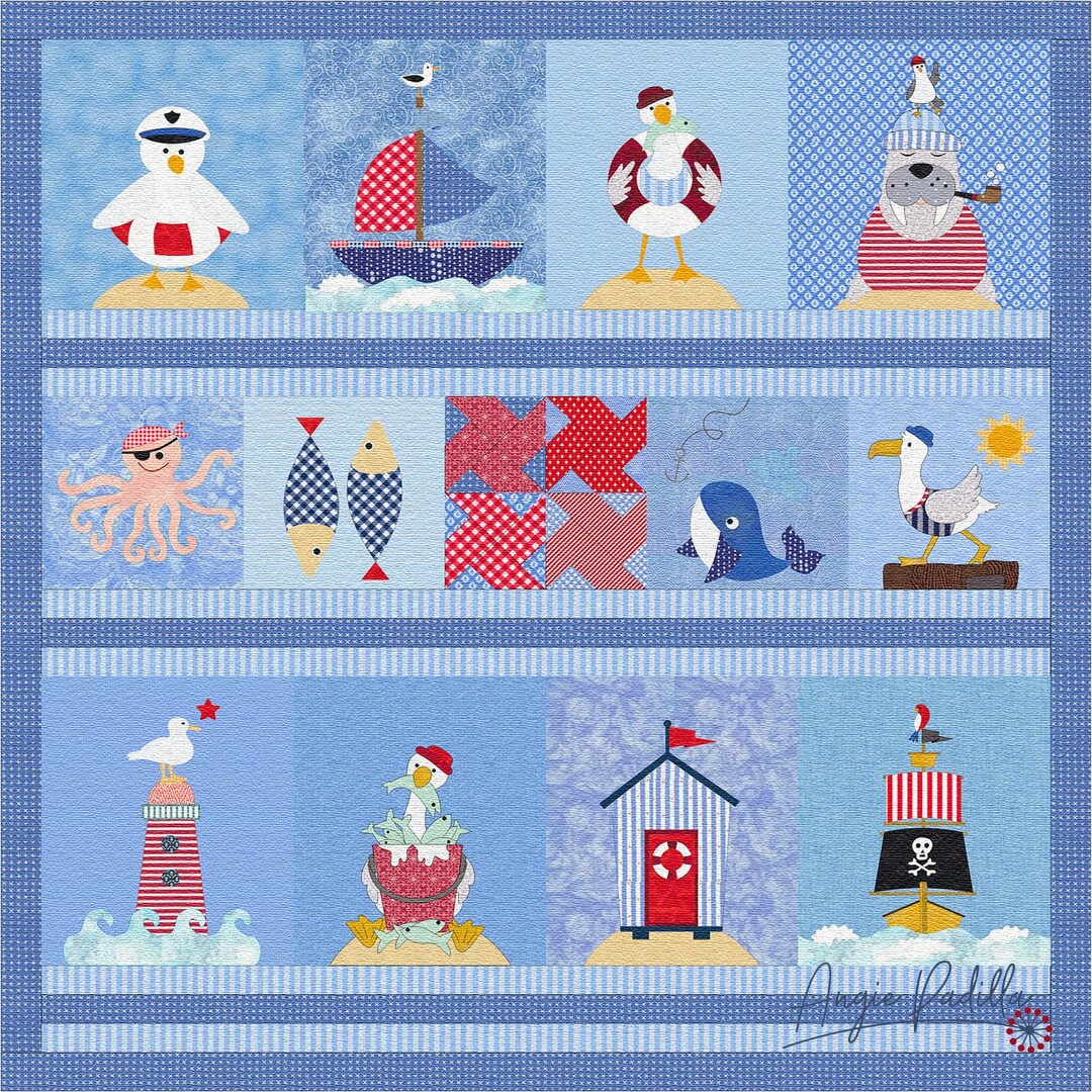 Ocean Friends | Appliqué Quilt Pattern | Digital PDF Pattern | Nautical ...