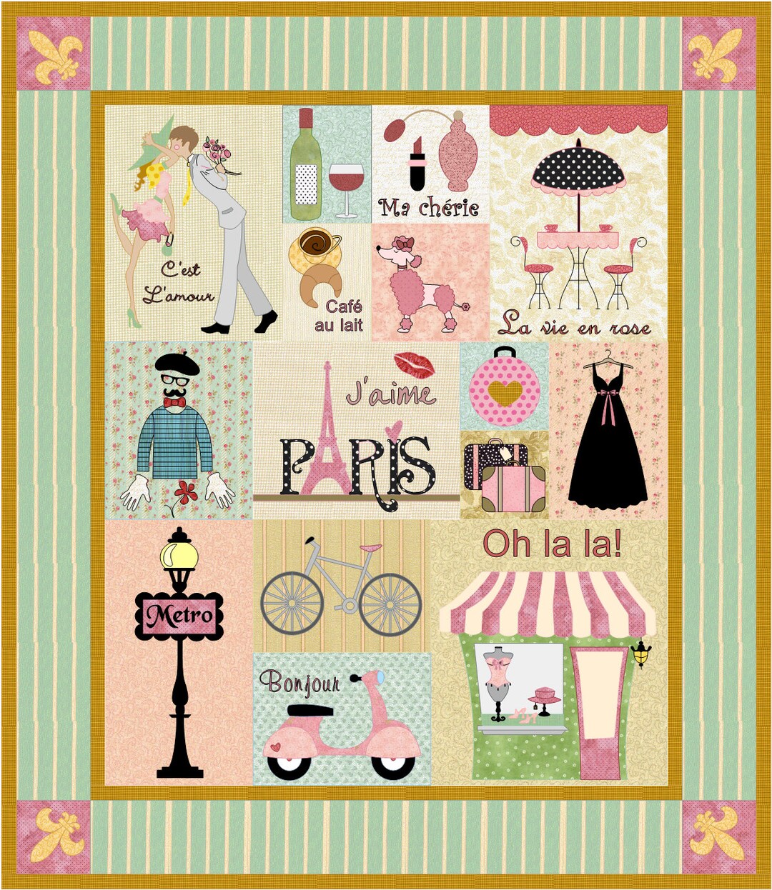 I Love Paris Applique Quilt Pattern - Etsy