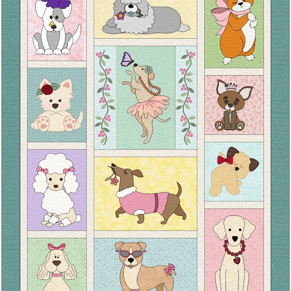 Lovable Mutts - Dog Applique Quilt Pattern - Easy PDF Pattern for ...