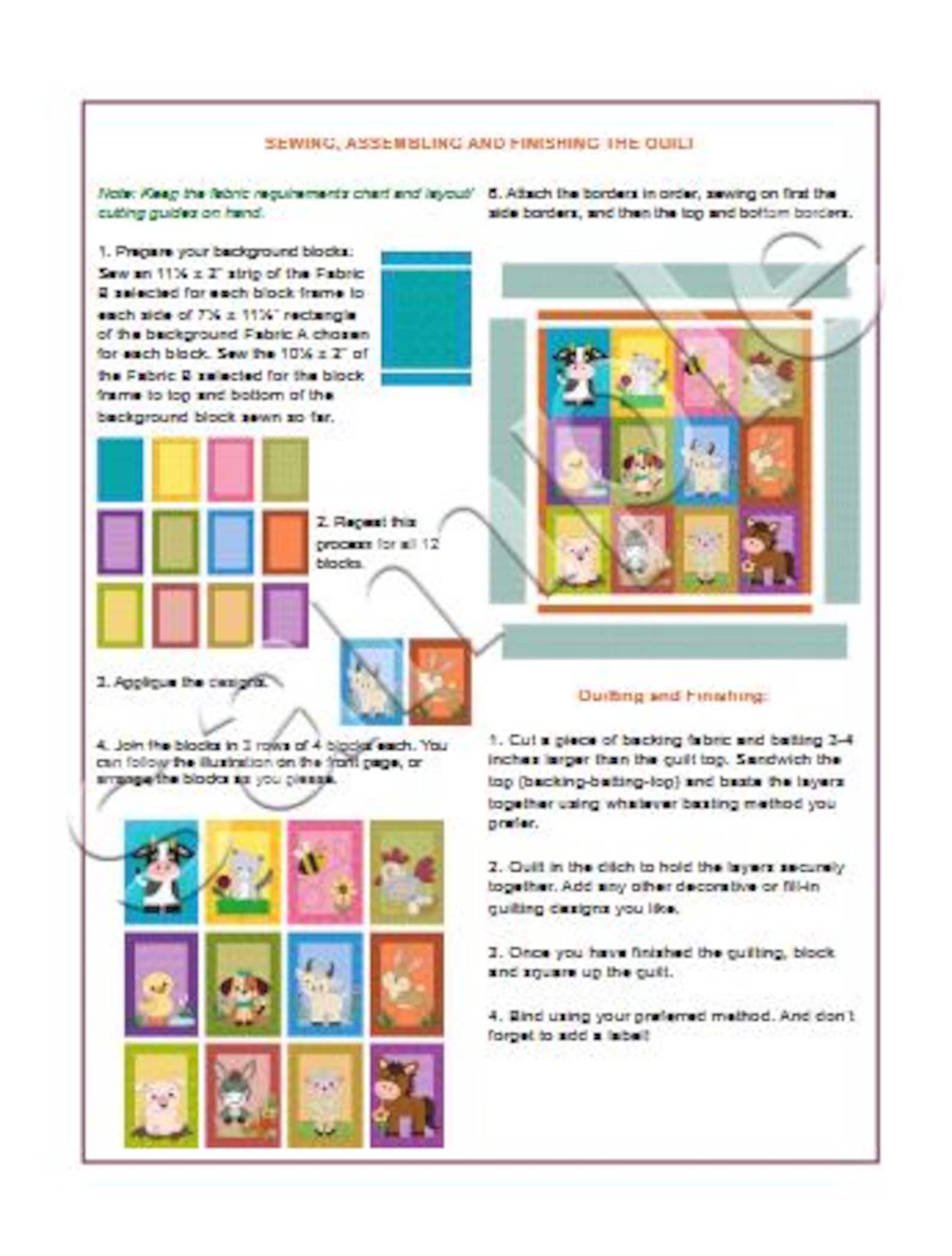 Farm Friends Applique Quilt Pattern: Whimsical Crib Quilt (digital PDF ...
