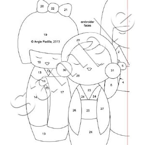 Kokeshi Dolls Applique Quilt Pattern: Japanese Theme (downloadable PDF ...