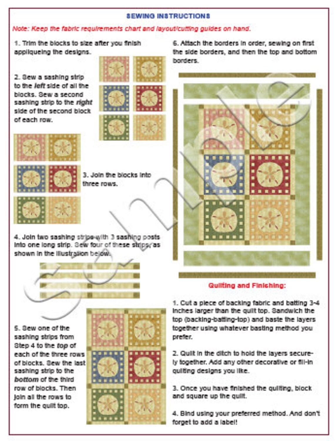 Sand Dollars Applique Quilt Pattern Digital PDF Pattern Seaside Theme ...