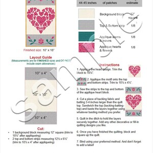 Folk Art Valentine Applique Quilt Pattern: Heart Wall Hanging (PDF ...