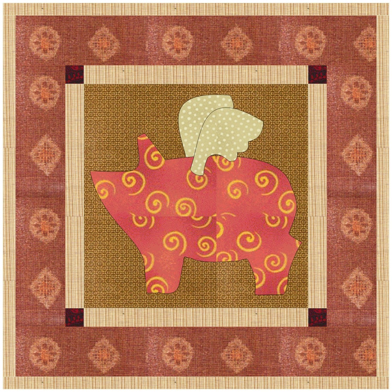 When Pigs Fly Applique Quilt Easy Beginner Project Bonus Pig Softie ...