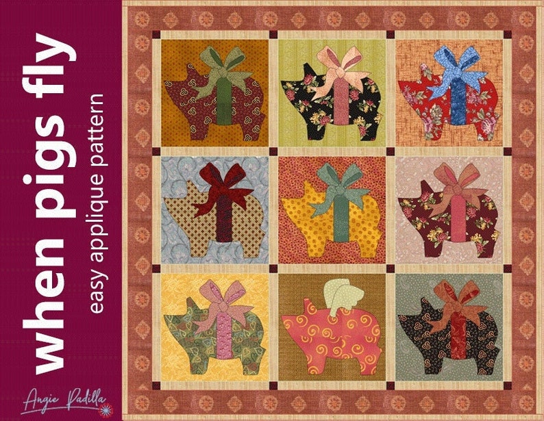 Whimsical Pig Applique Quilt Pattern: Beginner Friendly (digital PDF ...