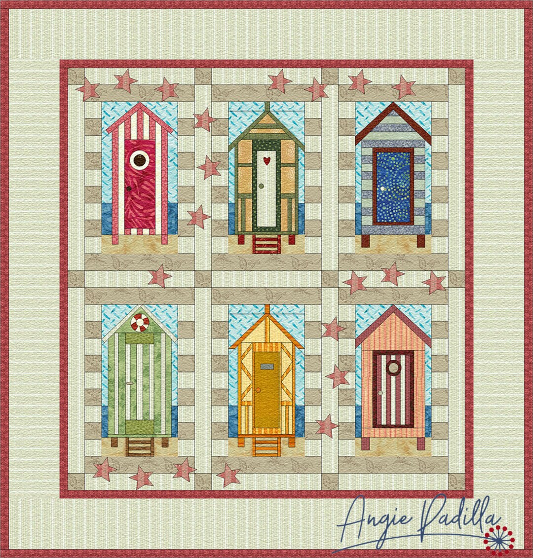 Beach Huts Quilt Pattern: Foundation Piecing, Seaside Theme (digital ...