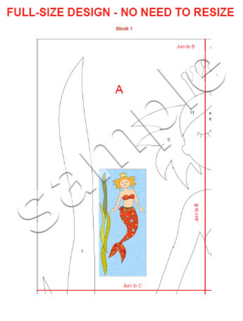 Mermaid Mischief Applique Quilt Pattern: Underwater Scene (digital PDF ...