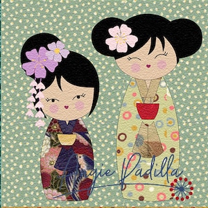 Kokeshi Dolls Applique Quilt Pattern: Japanese Theme (downloadable PDF ...