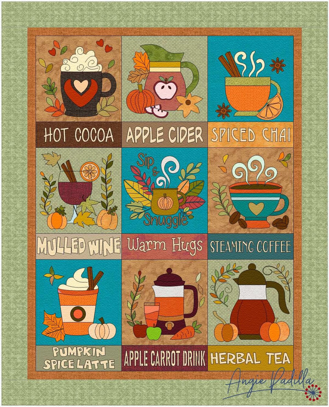 Sip and Snuggle | Whimsical Autumn Applique Quilt Pattern | Cozy DIY ...