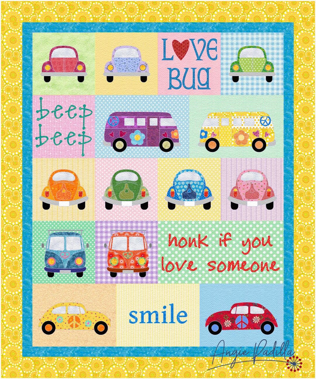 Beetle Bug Love | Applique Quilt Pattern | Digital PDF Pattern | Lap ...