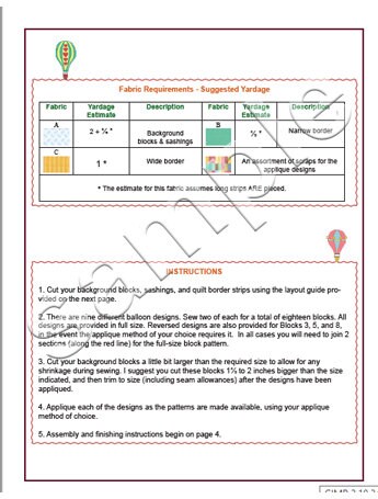 Balloon Bonanza Applique Quilt Pattern Digital PDF Pattern Hot Air ...