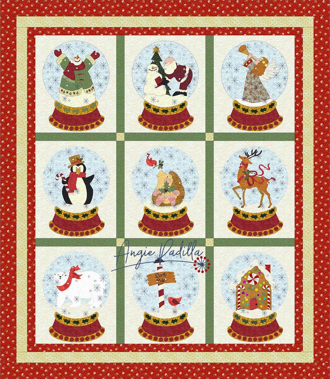 Snow Globe Applique Quilt Pattern: Christmas Whimsical Design (digital ...