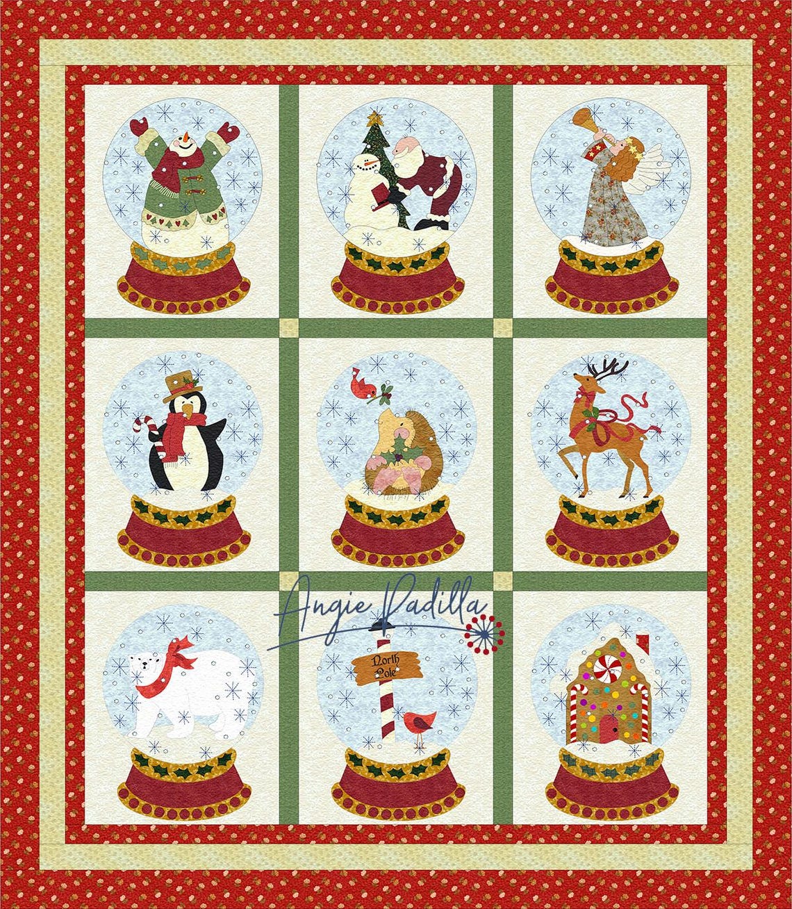 Snow Globe Applique Quilt Pattern: Christmas Whimsical Design (digital ...