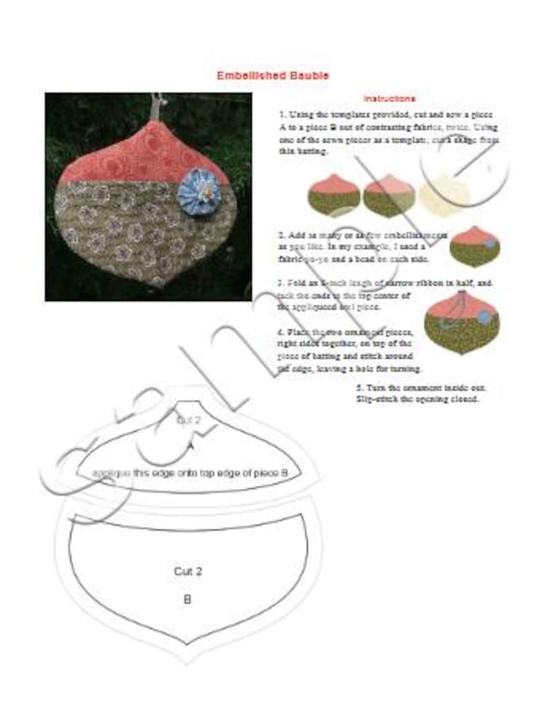 Easy Sew Christmas Ornaments Pattern: 20 Fabric Holiday Designs ...