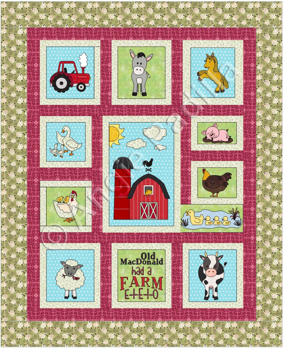 On the Farm Applique Quilt Pattern - Etsy