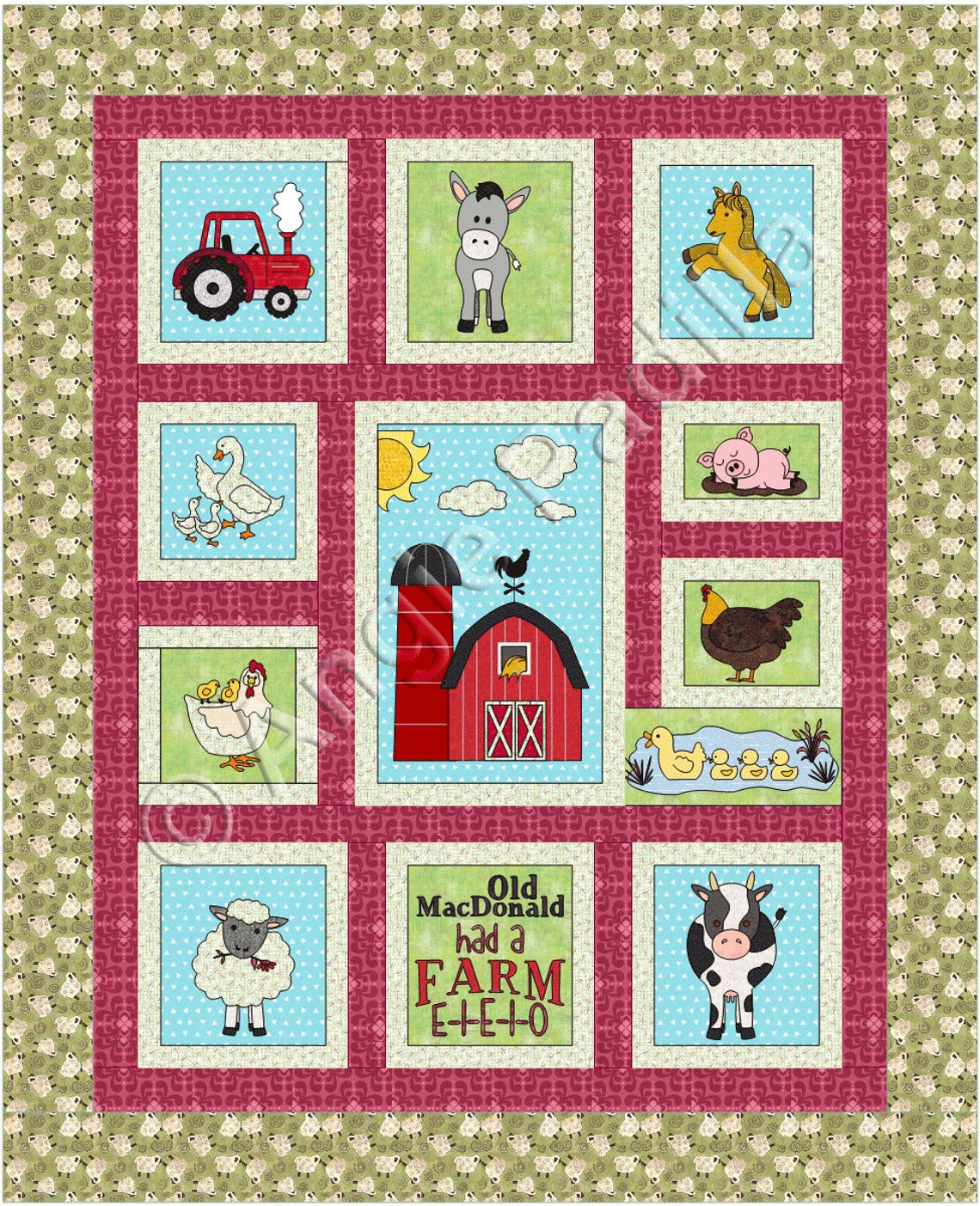 On the Farm Applique Quilt Pattern - Etsy