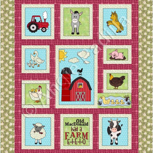 On the Farm Applique Quilt Pattern - Etsy