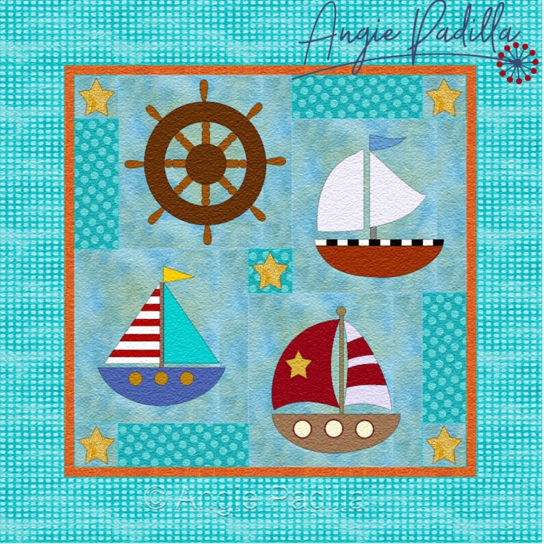 Sweet Sailing Applique Quilt Pattern: Nautical Nursery Decor (digital ...