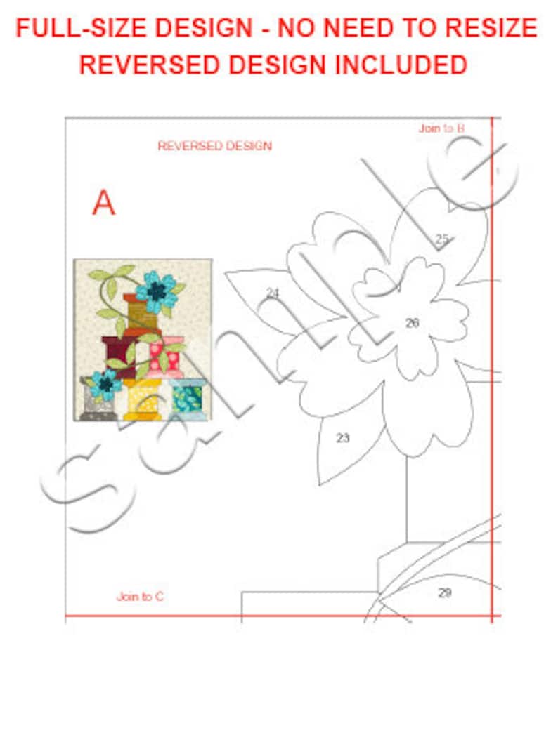 Flower Spools Applique Quilt Pattern Digital PDF Pattern Sewing Theme ...