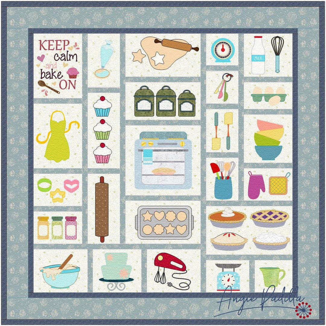 Bake On! Applique Quilt Pattern, Lap Quilt, Whimsical Kitchen Designs ...