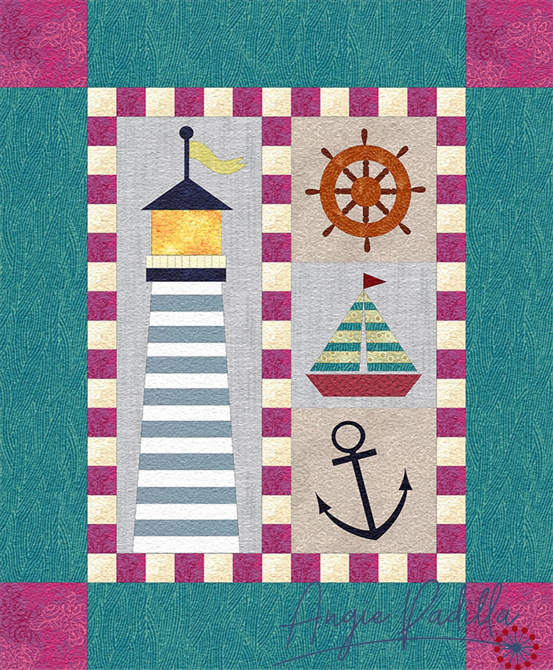 Lighthouse Applique Quilt Pattern: Seaside Nautical Theme (digital PDF ...