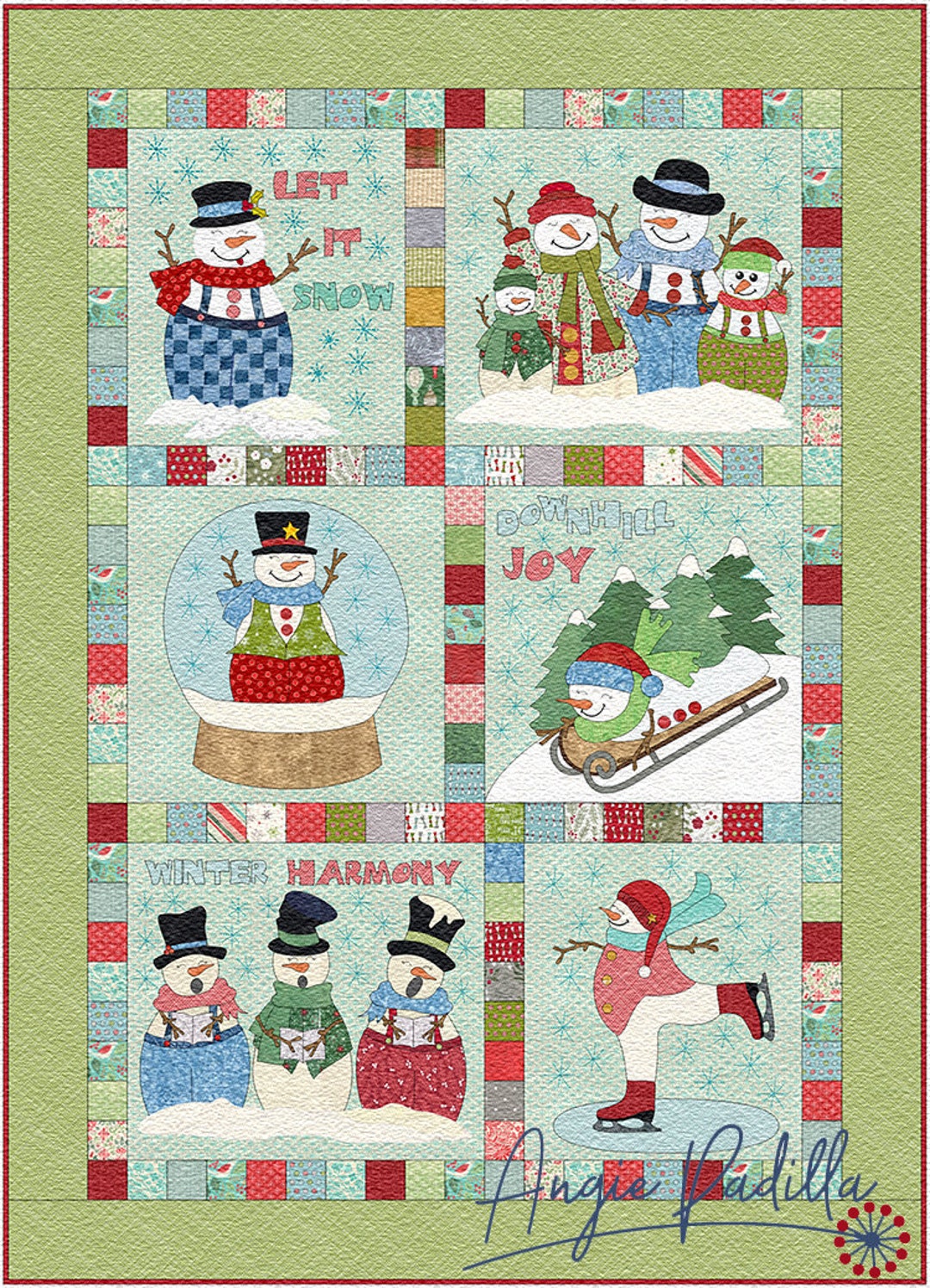 Snowmen Applique Quilt Pattern: Christmas Wall Hanging (digital PDF) - Etsy
