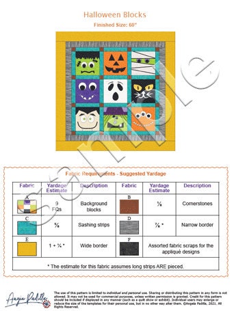 Halloween Blocks Applique Quilt Pattern: Monster & Witch Blocks ...