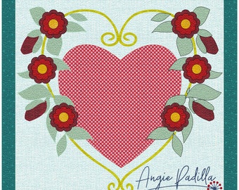 Flower Heart Applique Quilt Pattern Digital PDF Pattern Valentine Wall ...