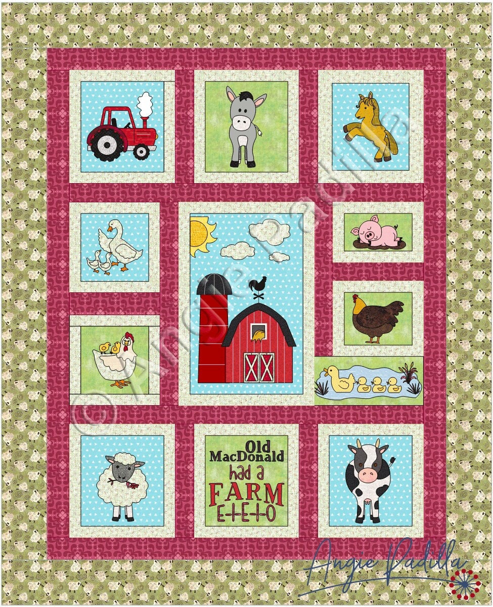 On the Farm Applique Quilt Pattern: Whimsical Twin Size Children's ...