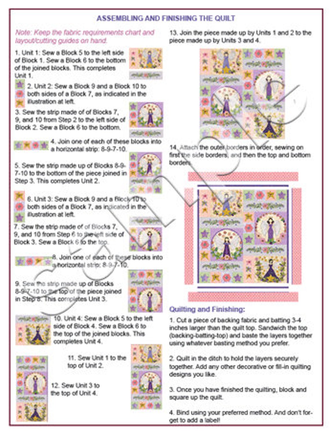 Angelic Whimsy Applique Lap Quilt DIGITAL PDF Pattern Whimsical ...